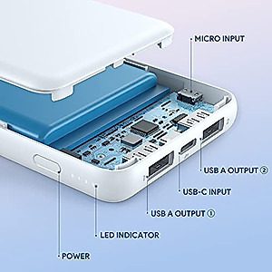 Portable Charger 2-Pack 10000mAh Power Bank High Capacity Power Bank Ultra Slim External Phone Battery Pack with Dual Input & Output for iPhone 12 Pro, Galaxy S10, Pixel 4, (Black + White)