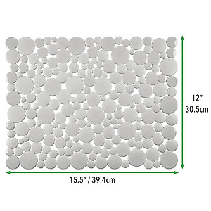 mDesign Adjustable Kitchen Sink Dish Drying Mat/Grid - Plastic Farmhouse Sink Protector, Cushions, Stemware, Wine Glasses, Dishes - Quick Draining Bubble Design - 15.5" Long, 2 Pack - Light Gray