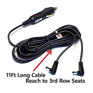 EDO Tech 11 Ft Car Charger Adapter Power Cord & 10 Ft Audio Video Av Cable for Philips Dual Screen Portable DVD player Pet941d/37 Pd9012m/37 Pd9016/37 Pd9000/37 Pb9011/37 Pd7012/37 Ly-02 Ay4133 Ay4197