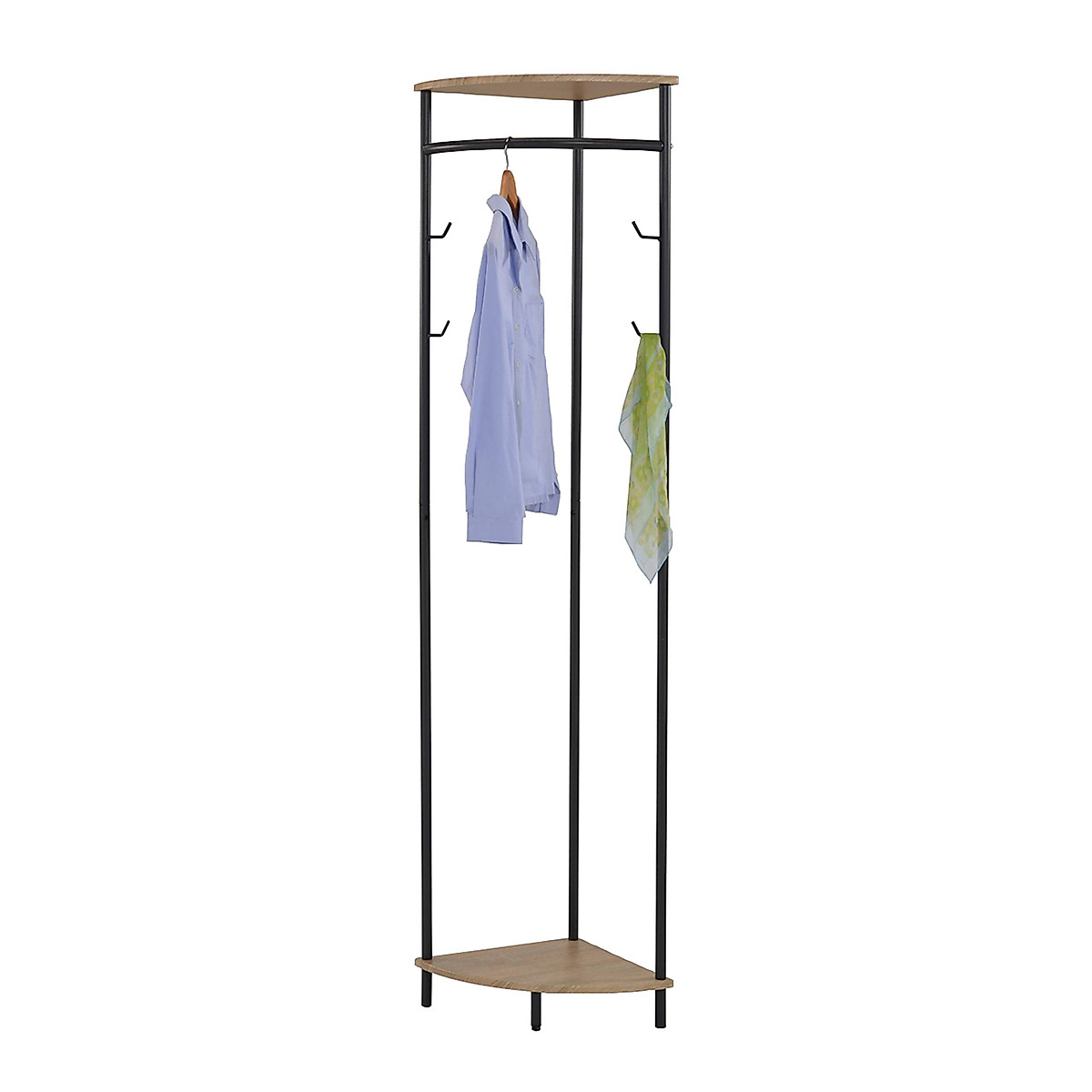 KB Designs - Corner Hall Tree Clothes Rack, Black/Sonoma Oak
