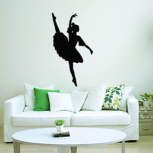 DNVEN Girls Ballet Dance Decals Dancing Girl Silhouette Removable Vinyl Wall Stickers Decorations Home Decors for Dance Rooms Girls Rooms 16 inches x 28 inches