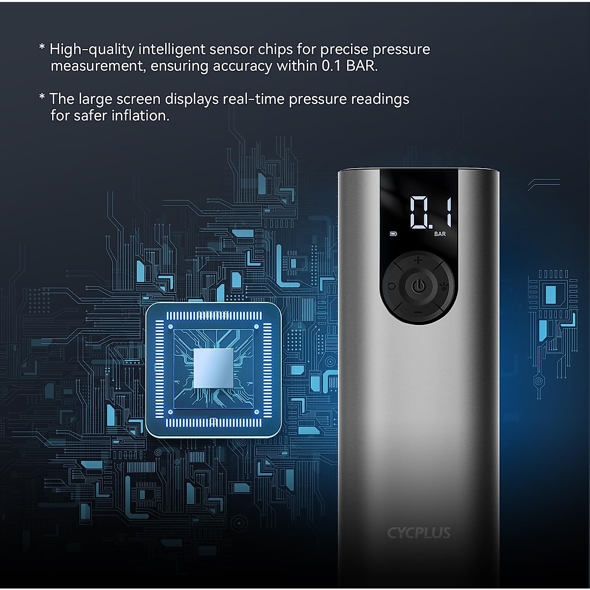 CYCPLUS Tire Inflator Portable Air Compressor, 150 PSI Cordless Air Pump with Digital LCD Screen Pressure Gauge, Electric Air Pump for Car, Motorcycle, Bicycle and Balls