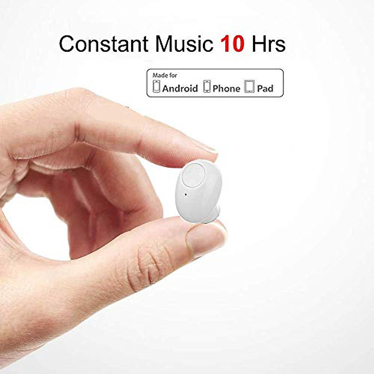 NVAHVA Single Bluetooth Earpiece10 Hrs Playtime,Wireless Headphone, Mini Bluetooth Headset Hands-Free Car Earphone,Cell Phone Bluetooth Earbud for iOS Android Smart Phones PC TV Audiobook (White)