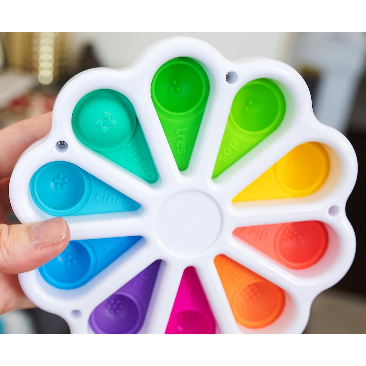 Pop Fidget Toy 10-Button Rainbow Numbers Silicone Bubble Popping Game