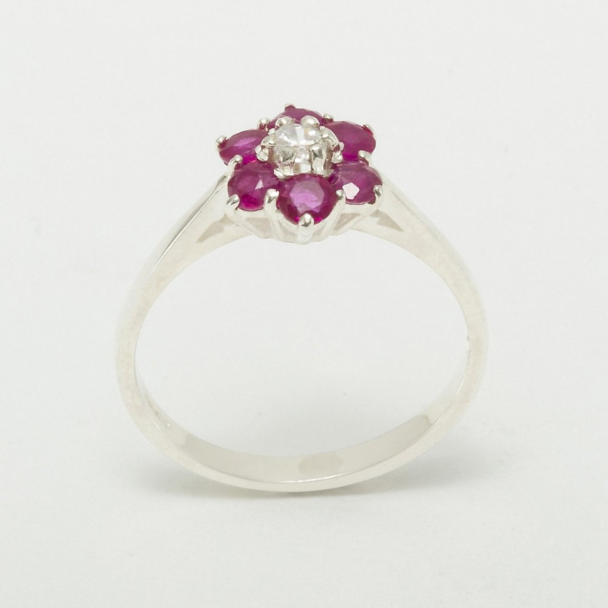 LetsBuyGold 925 Sterling Silver Cubic Zirconia & Ruby Womens Cluster Band Ring - Size 11.75