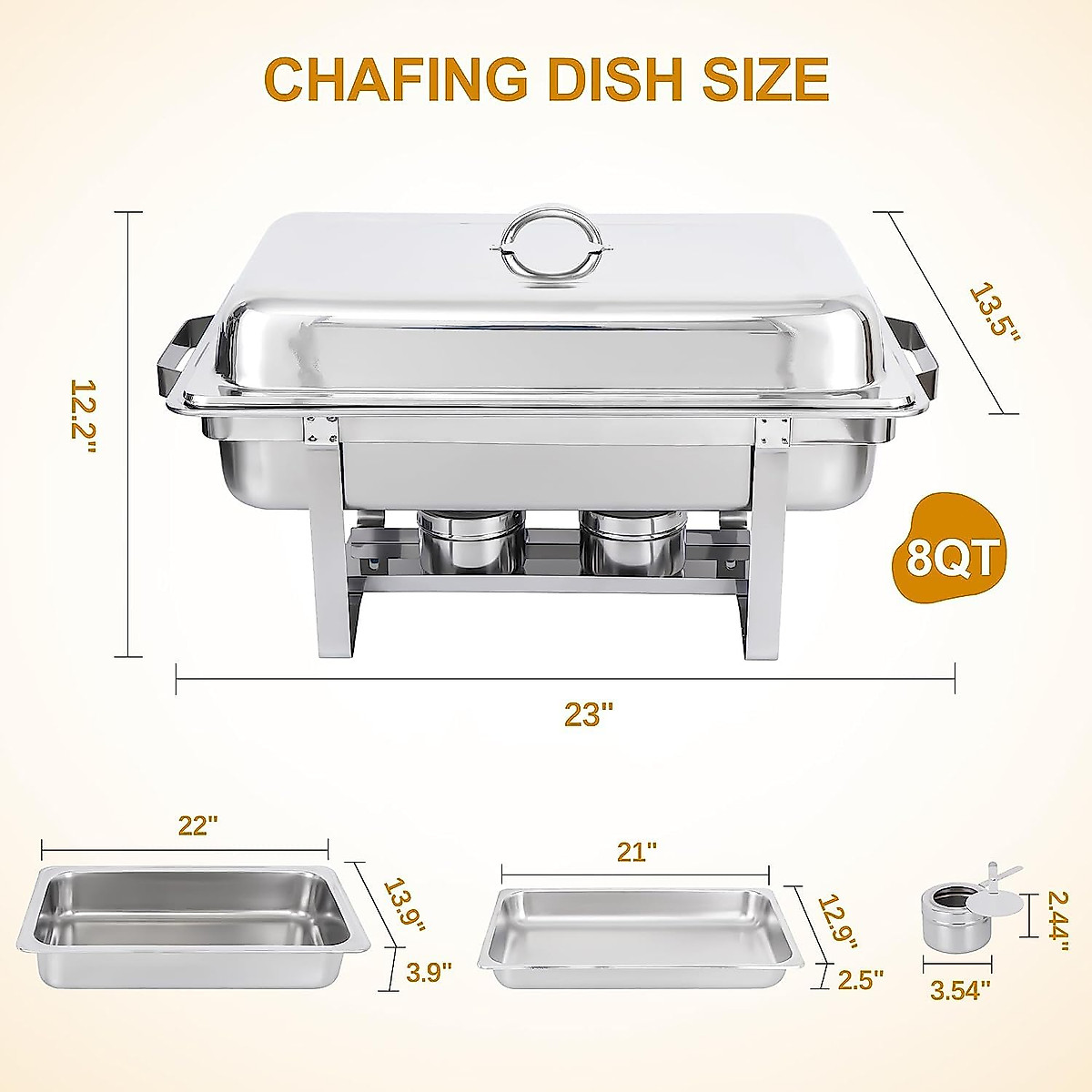 Nova Microdermabrasion Chafing Dish Buffet Set of 4 Stainless Steel Chafing Dishes for Buffet Food Warmer for Parties Catering Event with Food Water Pan, Fuel Holder
