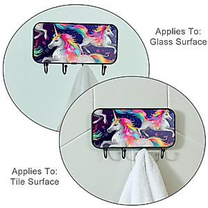 Dragon Sword Rainbow Hair Unicorn Coat Rack Wall Mounted, 4 Tri Hooks for Hanging Coats, Wall Coat Hanger, Decorative Iron Hooks for Coat Hat Towel, Bathroom Kitchen