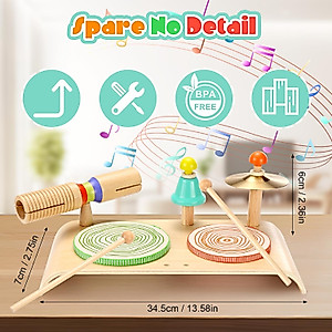 Wingyz Kids Drum Set, Baby Musical Instruments Toys for Toddlers , 6 in 1 Wooden Musical Table Top Drum Kit Play Set, Educational Percussion Drum Sensory Toys Montessori Toys for Kids