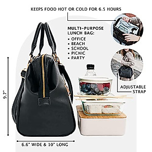 LILY BELL Insulated Bag for Women - 100% leakproof lining - 2 Side Pockets Thermal Bag with Adjustable Shoulder Strap - Large capacity Design - 6.5 Hours Cooling or Heating - Best for Picnic