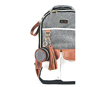 Itzy Ritzy Pacifier Holder Case with Clip - Pacifier Case Includes Clasp to Easily Attach to a Diaper Bag or Purse, Measures 2.5" in Diameter and Holds 2 Pacifiers (Coffee & Cream)