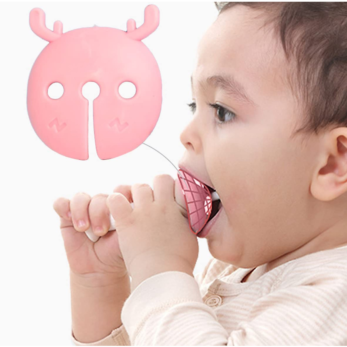 Land cast U-Shaped Toothbrush for Kids, Manual Training Tooth Brush Food Grade Soft Silicone Brush Head Baby Massage Toothbrush All-Round Cleaning (Pink)