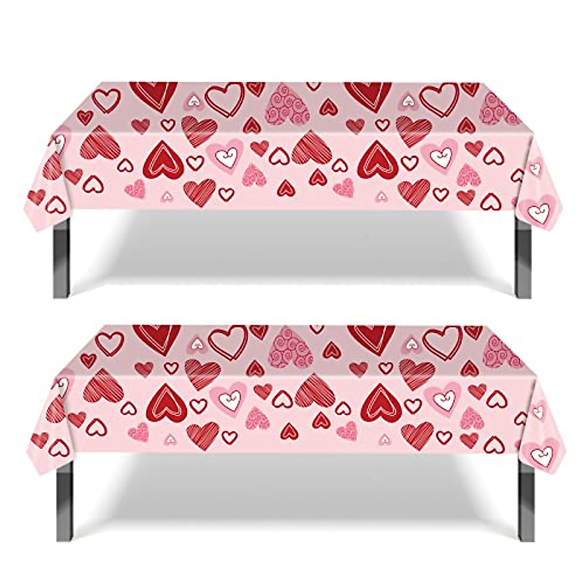 Valentines Day Tablecloth Party Decoration Supplies, Heart Shape Valentines Day Table Cover Happy Valentine's Day Table Decorations - 2PCS