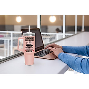 Mothers Day Gifts for Mom from Daughter, Son, Kids - Great Mom Coffee Tumbler on Birthday, Christmas, Durable Stainless Steel, Insulated for Hot or Cold Drinks, Ideal Gift for Mothers 40oz, Pink