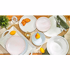 Zak Designs French Country House Melamine Plastic Oval Serving Platter (16 inches, Oyster), Condiment Bowl-Tray 4pc, durable and BPA Free