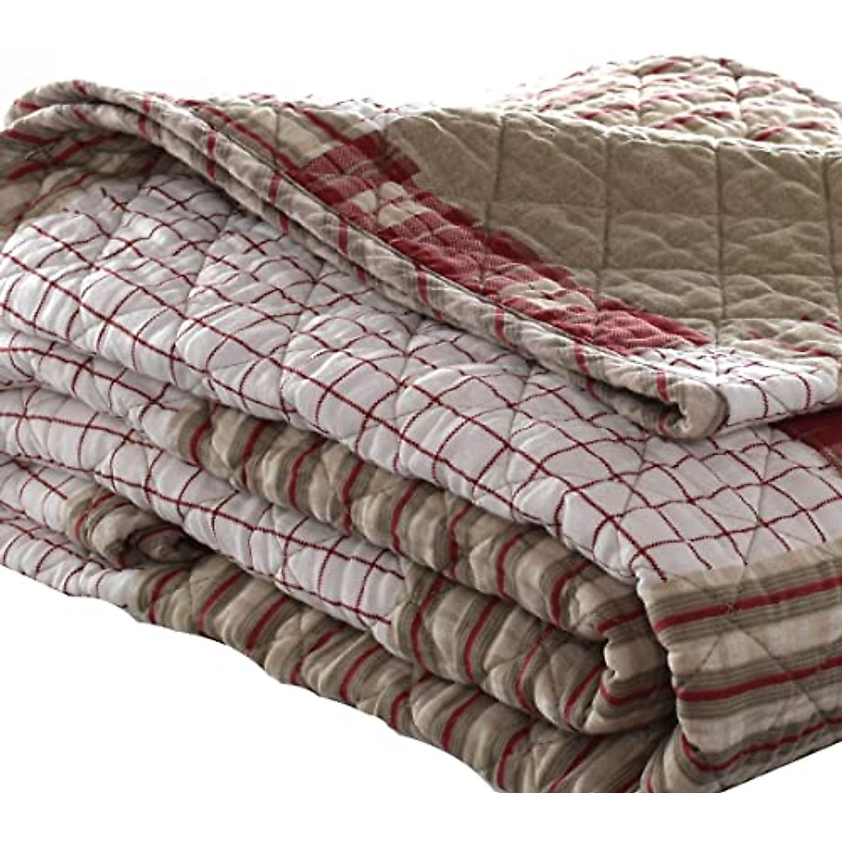 Eddie Bauer Throw Blanket Reversible Cotton Quilted Bedding, Home Decor for All Seasons, 50" x 60", Camano Island Red
