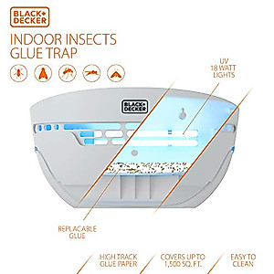 BLACK+DECKER Fly Traps for Indoors- Fruit Fly & Mosquito Trap- Gnat Traps for House- Wall- Mounted Moth & Mosquito Killer via Non Toxic Sticky Glue Paper Insect Killer & Bug Catcher