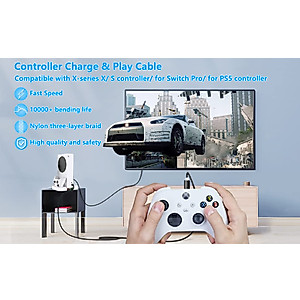 Akingdleo Replacement USB C Cable for Xbox Series S/X Console Controller Carbon Black/Robot White/Shock Blue/Elite Wireless Controller Series 2