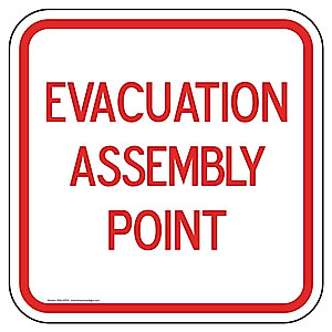 ComplianceSigns.com Evacuation Assembly Point Sign, Reflective White, 12x12 Inch on 80 mil Aluminum for Emergency Response
