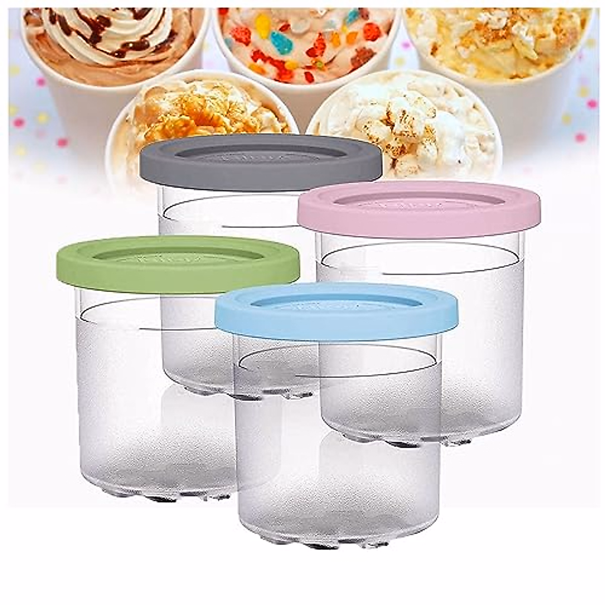Creami Deluxe Pints, for Ninja Creami Ice Cream Maker Pints,16 OZ Ice Cream Pint Cooler Airtight and Leaf-Proof Compatible NC301 NC300 NC299AMZ Series Ice Cream Maker