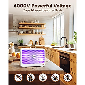 Bug Zapper Indoor and Outdoor - 10 Years Lifespan LED Mosquito Zapper, 4000V Rechargeable Fly Zapper for Patio Home Camping Balcony