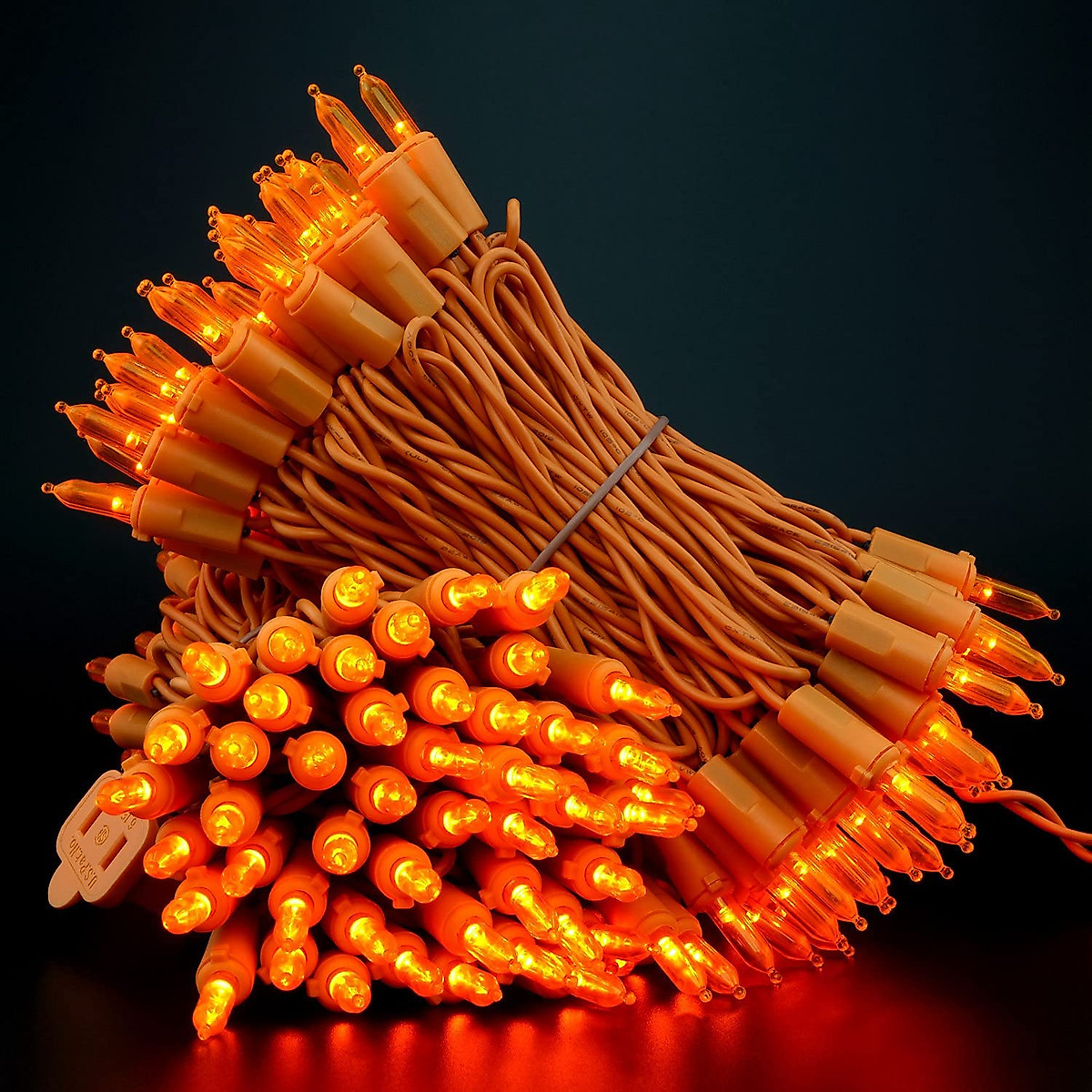 YULETIME Orange LED Christmas Lights, 66 Feet, 200 Count, UL Certified, Commercial Grade, Indoor/Outdoor Use