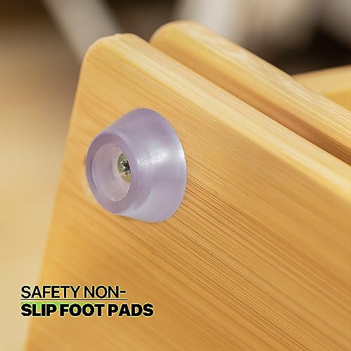 Magshion Rotating Bookcase 4-Tier Corner Shelf Bamboo Media Storage, 59.8" High Revolving Floor Standing Storage Organizer Living Room Bedroom 360 Degree Rotating Storage (Natural, Stripe Guardrail)