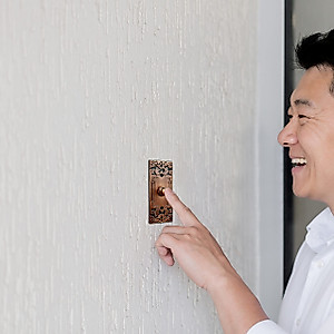 Akatva Doorbell Button with T Hinge Set – 2 Pieces Gate Hinges for Wooden Fences Heavy Duty – Bell Push Button – Doorbell Button Wired – Barn Hinges for Doors – Black Hinges – Antique Copper Finish