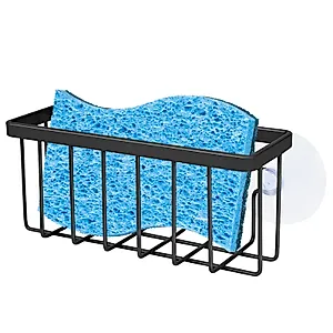 SHFKS Sponge Holder for Kitchen Sink Suction,Kitchen Sink Sponge Holder,Kitchen Sponge Holder,Dish Sponge Holder for Sink,Kitchen Sink Caddy (BLACK)
