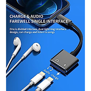 earphone Connector Compatible with iPhone Headphone Adapter Compatible for Lightning Double to Audio Jack and Charger Earphone Charging Splitter 11 12 Mini pro xs xr x Converter for ipad air for Apple