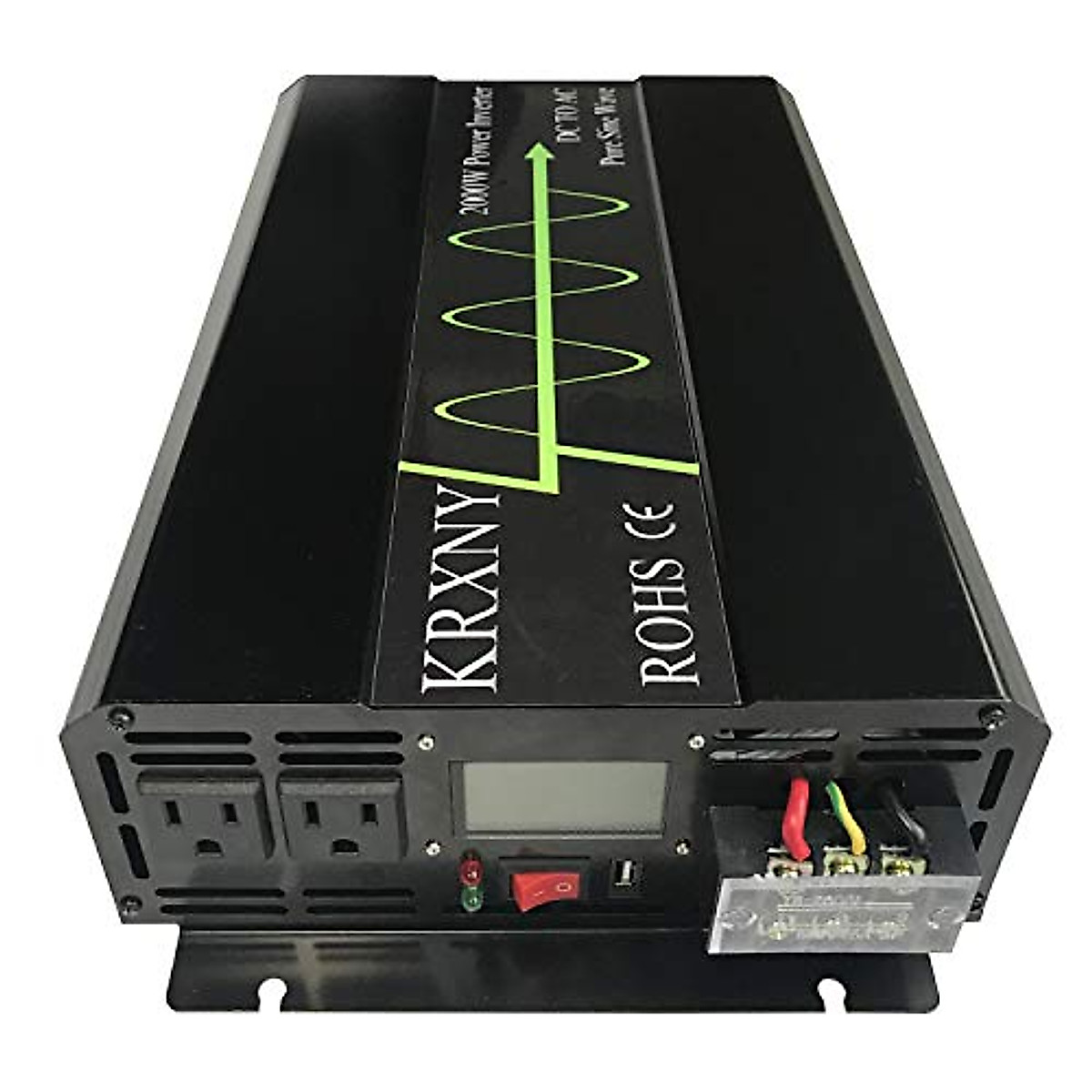 KRXNY 2000W 24V DC to 120V AC 60HZ Pure Sine Wave Off Grid Home Solar Power Inverter Converter with USB Port LCD Display