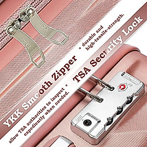 Somago- Hardshell Lightweight ABS Travel Luggage 20’’+24’’+28’’ Sets Suitcase with TSA Lock& 8 silent Swivel Wheels, Diamond Pattern Surface and YKK Zipper With 2 pcs Bags (Rosegold)
