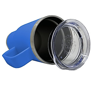 LaserGram 20oz Vacuum Insulated Travel Mug with Handle, Low Wing Airplane, Personalized Engraving Included (Dark Blue)