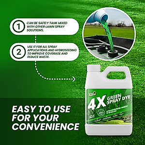 4X Green Spray Dye - Concentrated Spray Pattern Indicator Dye and Fertilizer Marking Dye, Lawn Turf Mark and Marker, Easily Mark Where You've Sprayed, Safe & Non-Staining Spray Indicator Dye, 32 oz.