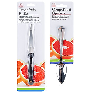 Better Houseware Grapefruit Spoon and Knife Set - Stainless Steel Knife w/Nylon Handle, Serrated Edge, Dishwasher Safe | Kitchen Utensils
