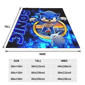 Jesdsdoc 50"X60" Cartoon Blue Blanket Personalized Print Throw Blanket Cozy Soft Blanket to Provide Warm Fluffy Cute Blankets