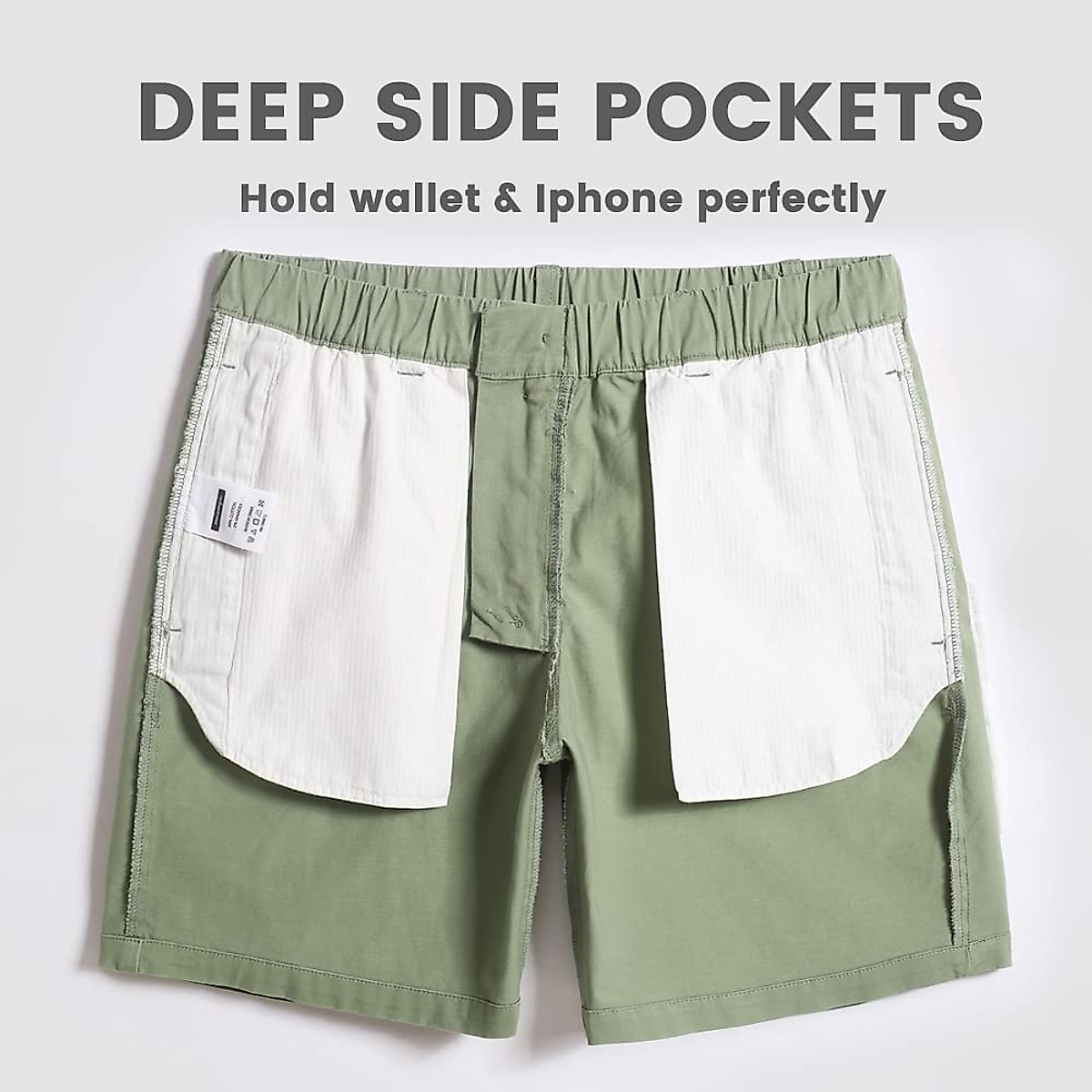 maamgic Men's Classic-fit 7" Cotton Casual Shorts Elastic Waistband with Multi-Pocket Daily Wear Walking Summer Outfit