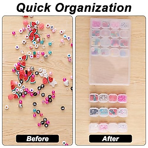 Giantree 1 Pack 28 Clear Plastic Grids Organizer Box with Removable Dividers, Small Compartment Container Bead Storage Box for Jewelry Accessories Nail Small Craft Toy 6.9" x 4.2" x 0.9"