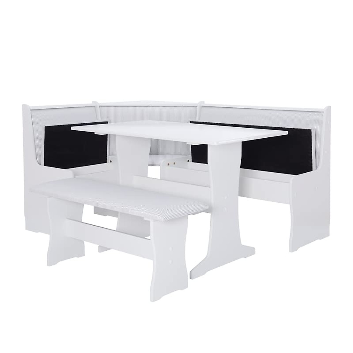 Linon Sanford Wood Storage Nook Dining Set in White and Gray