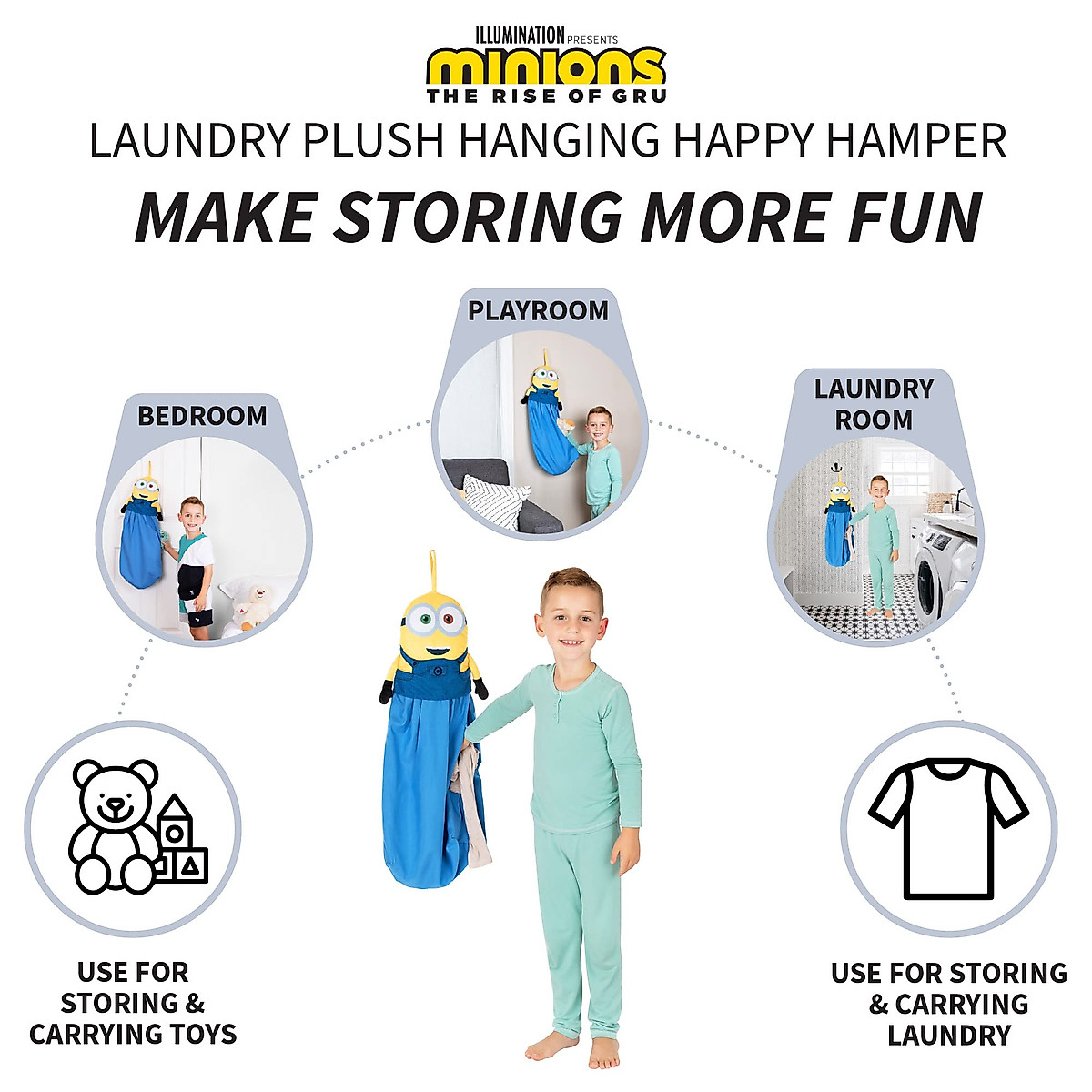 Franco Kids Room Laundry Hanging Happy Hamper, One Size, Minions The Rise Of Gru
