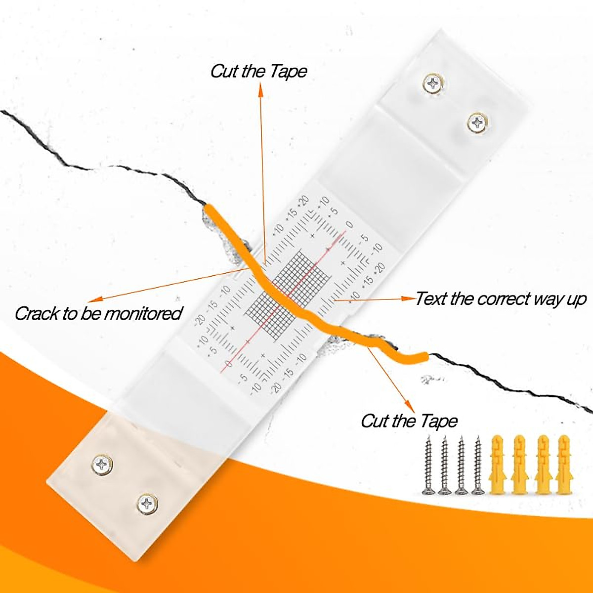 Concrete Crack Monitor, Crack Monitoring Record Standard Tell-Tale Crack Monitor for the Standard and Corner Tell-Tale (`1PC)