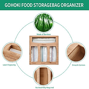Adelaide Bag Storage Organizer for Kitchen Drawer, Bamboo Organizer, Compatible with Ziplock Gallon, Quart, Sandwich and Snack Variety Size Bag (1 Box 4 Slots)