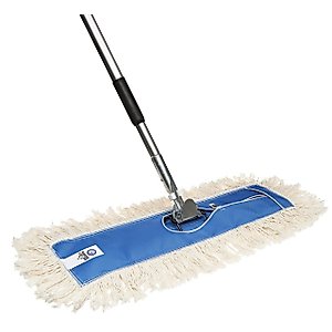 Nine Forty 24" Premium Cotton Dust Mop Kit - Heavy Duty Mop Head with Handle for Industrial, Commercial, and Residential Cleaning - Dry Floor Duster for Hardwood Surfaces - White