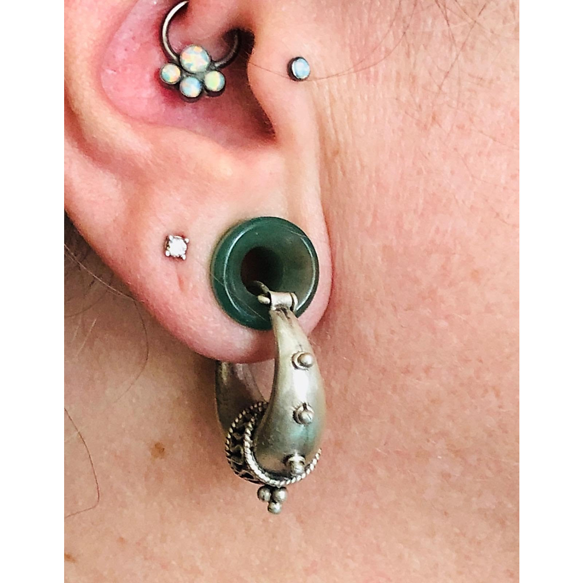 Ear Gauges SoScene Center Hole Jade Organic Stone Ear Plugs Sold in Pairs (10mm-00 gauge)