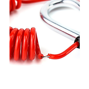 QWORK Breakaway Trailer Cable, 1 Pack 4 Ft Trailer Brake Safety Cable Spring Towing Coiled Wire with Clip, Stainless Steel Spring Towing Coiled Wire for RV Trailer Emergency