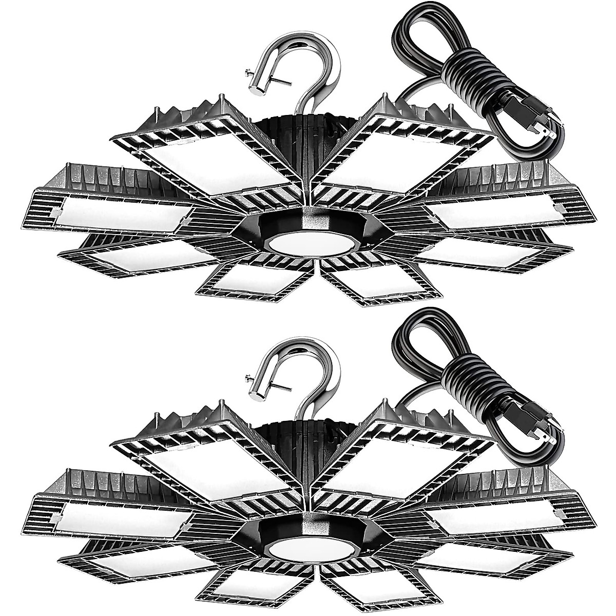 baiyilux 2 Pack LED High Bay Light 250W 350000lm LED Shop Lights with US Plug 5ft Cable Alternative to 800W MH/HPS, Commercial Industrial Warehouse Workshop Factory Barn Garage Area Lighting