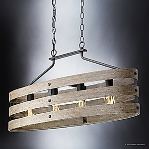 Urban Ambiance Luxury Modern Farmhouse Chandelier, Large Size: 17" H x 38.5" W, with Rustic Style Elements, Charcoal Finish, UHP2476 from The Adelaide Collection