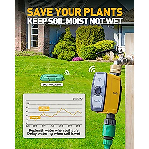RAINPOINT WiFi Water Timer, Smart Sprinkler Timer Hose Timer WiFi Irrigation Controller, Wireless Watering System Valve, APP & Voice Control, Weather-Based Automatic Rain Delay, Brass Inlet