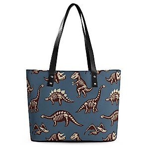 Womens Handbag Dinosaurs Animal Pattern Leather Tote Bag Top Handle Satchel Bags For Lady