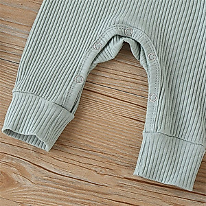 niceclould Newborn Baby Boy Girl Knitted Romper Jumpsuit Solid Long Sleeve Legging Bodysuit Playsuit Clothes Winter 0-18M (Light Green, 0-3 Months)