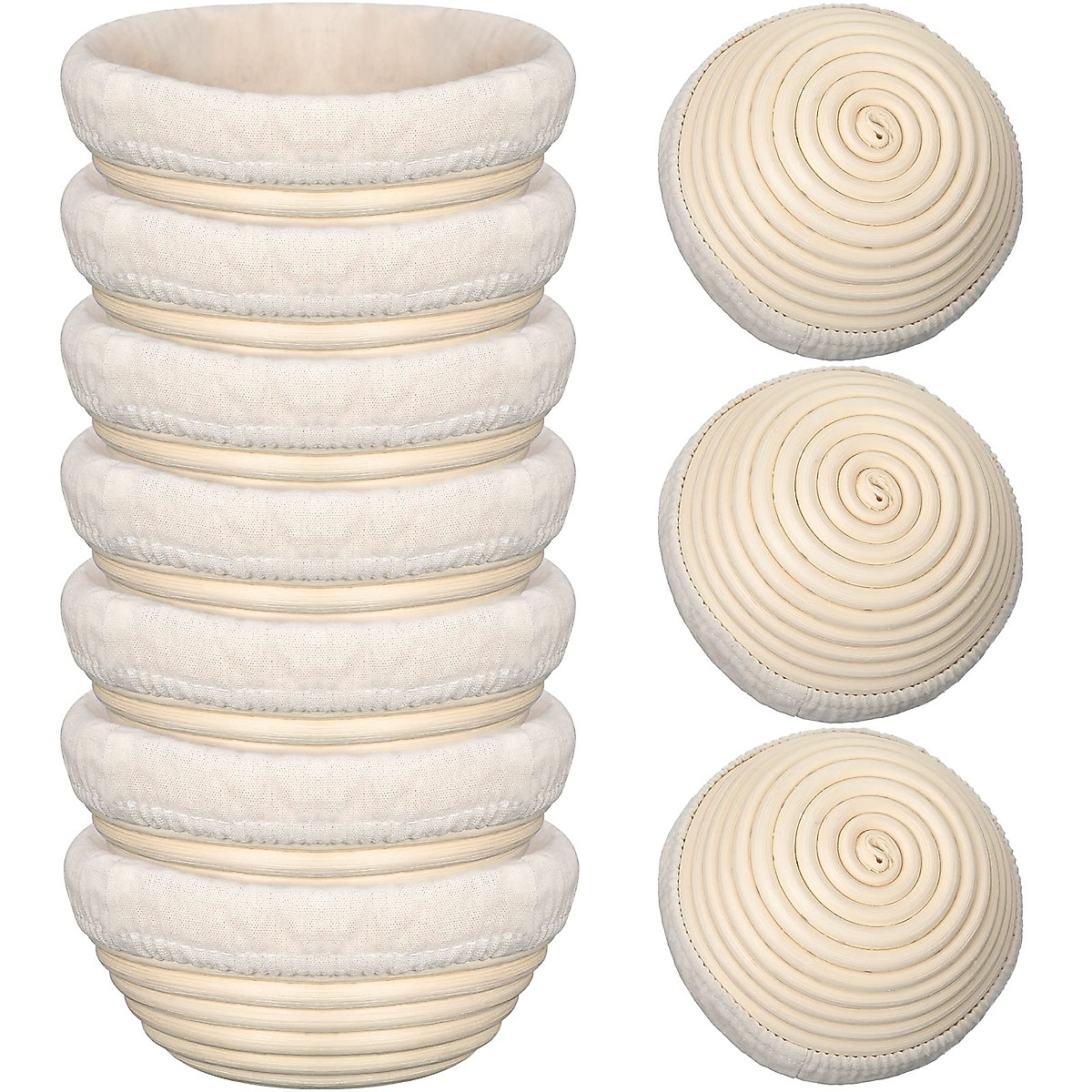 Irenare 10 Pcs Bread Banneton Proofing Basket Round Dough Sourdough Proofing Basket Rattan Bakery Baking Bread Bowl with Liner and Scraper Tool Set for Starter Gifts Professional Home Bakers (5 Inch)